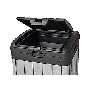 Keter Rockford Resin 38 Gallon Trash Can with Lid and Drip Tray for Easy Cleaning-Perfect for Patios, Kitchens, and Outdoor Entertaining, Grey