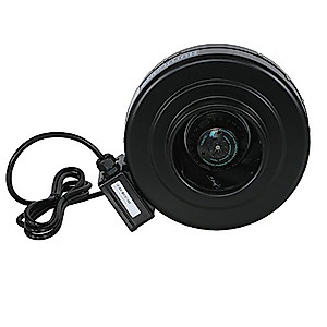 Hurricane 6 Inch Inline Fan 435 CFM - Quiet Fan with Steel Housing and Powder-Coated Finish, Easy Installation, Black