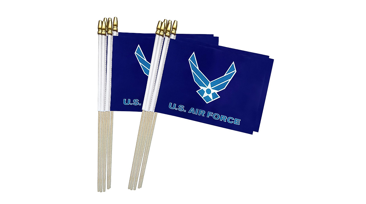 US Air Force Wings Stick Flags 12 Pack - Mini Military Decor
