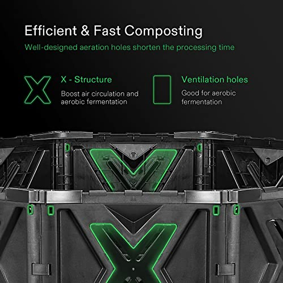 VIVOSUN Compost Bin 720L (190 Gallon), Outdoor Composter with Rainproof Cloth & X-Shaped Construction; Compost Barrel for Fast Creation of Fertile Soil