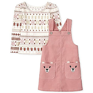 The Children's Place baby girls The Children's Place and Toddler Long Sleeve Top Skirtall 2-piece Set Leggings, Sachet Pink, 3T US