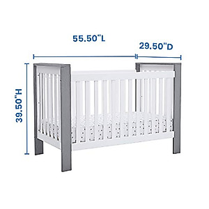 Delta Children Miles 4-in-1 Convertible Crib, Greenguard Gold Certified, Bianca White/Textured Cloud