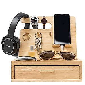 EcoLeafy Dot Nightstand Organizer- Docking Station for Men- Cool Mens Birthday Gifts- Gifts for Guys- Bedside Table Organizer, Wallet and Key Organizer for Cellphone, Watch, and Mens Accessories