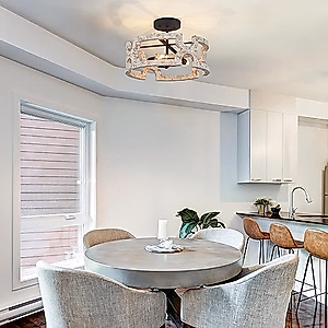 Farmhouse Wood Semi Flush Mount Ceiling Light, Distressed White Vintage Drum Close to Ceiling Light Fixture for Bedroom, Hallway, Kitchen, Dining & Living Room, Foyer and Bathroom