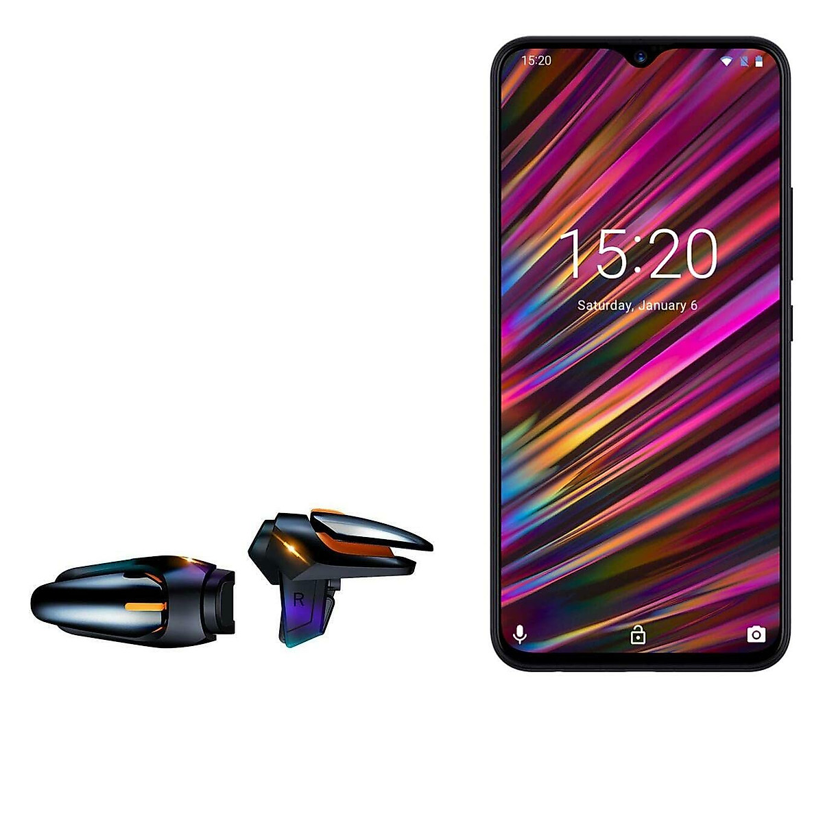 BoxWave Gaming Gear Compatible with Umidigi F1 - Touchscreen QuickTrigger Auto, Trigger Buttons Autofire Gaming Mobile FPS - Jet Black