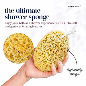 MainBasics Faux Sea Sponge, Exfoliating Body & Bath Sponge Large & Soft Shower Sponge, Foam Loofah - 2 Pack