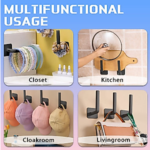 Hat Rack for Wall Hat Organizer (4-Pack), Adhesive Hat Hooks for Wall, No Drilling Hat Hangers for Closet Cowboy Hat Holder Display, Sticky Hat Storage for Baseball Caps