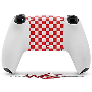 WraptorSkinz Skin Wrap compatible with Sony PS5 DualSense Controller Checkered Canvas Red and White (CONTROLLER NOT INCLUDED)