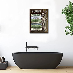 Funny Bathroom Decor Wall Art Donkey Bathroom Rules Wall Decor Rustic Farmhouse Bathroom Signs Canvas Painting Print Bathroom Pictures Decor Artwork Framed Bath Laundry Toilet Home Decoration 12"x16"