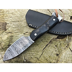 Perkin Damascus Steel Knife Hunting Knife With Sheath Bushcraft Knife - SK800
