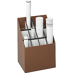 Safco Products 3079 Vertical Roll File, 12 Compartment, Walnut | Sturdy Corrugated Fiberboard | Grandstand Design | Wood Grain Finish | Office, Home & Classroom Workspace Organization
