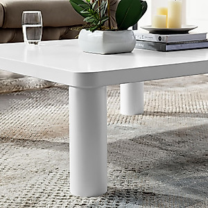 White Coffee Table, Modern Sofa Center Table, Small Square Coffee Stable, TV Stand Side End Table for Small Apartment, Living Room, Office, Home, Office
