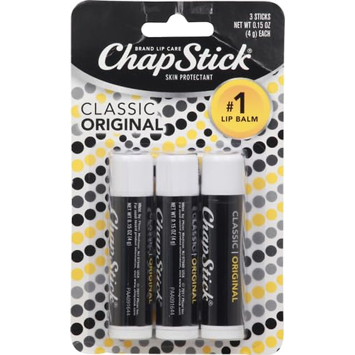 ChapStick Classic Original Lip Balm Tubes, Lip Care - 0.15 Oz (Pack of 3)