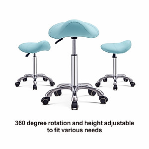Grace&Grace Professional Saddle Stool Series Hydraulic Swivel Comfortable Ergonomic with Heavy Duty Metal Base for Clinic Dentist Spa Massage Salons Studio (Green)