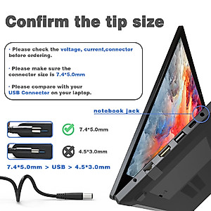 65W Laptop Charger AC Adapter Replacement for Dell Latitude 5480 5490 5580 5590 7480 7490 E5400 E5440 E5450 E5540 E5470 E5550 E5570 E6230 E6330 E6420 E6430 E6440 E7440 E7450 E6540 Power Supply Cord