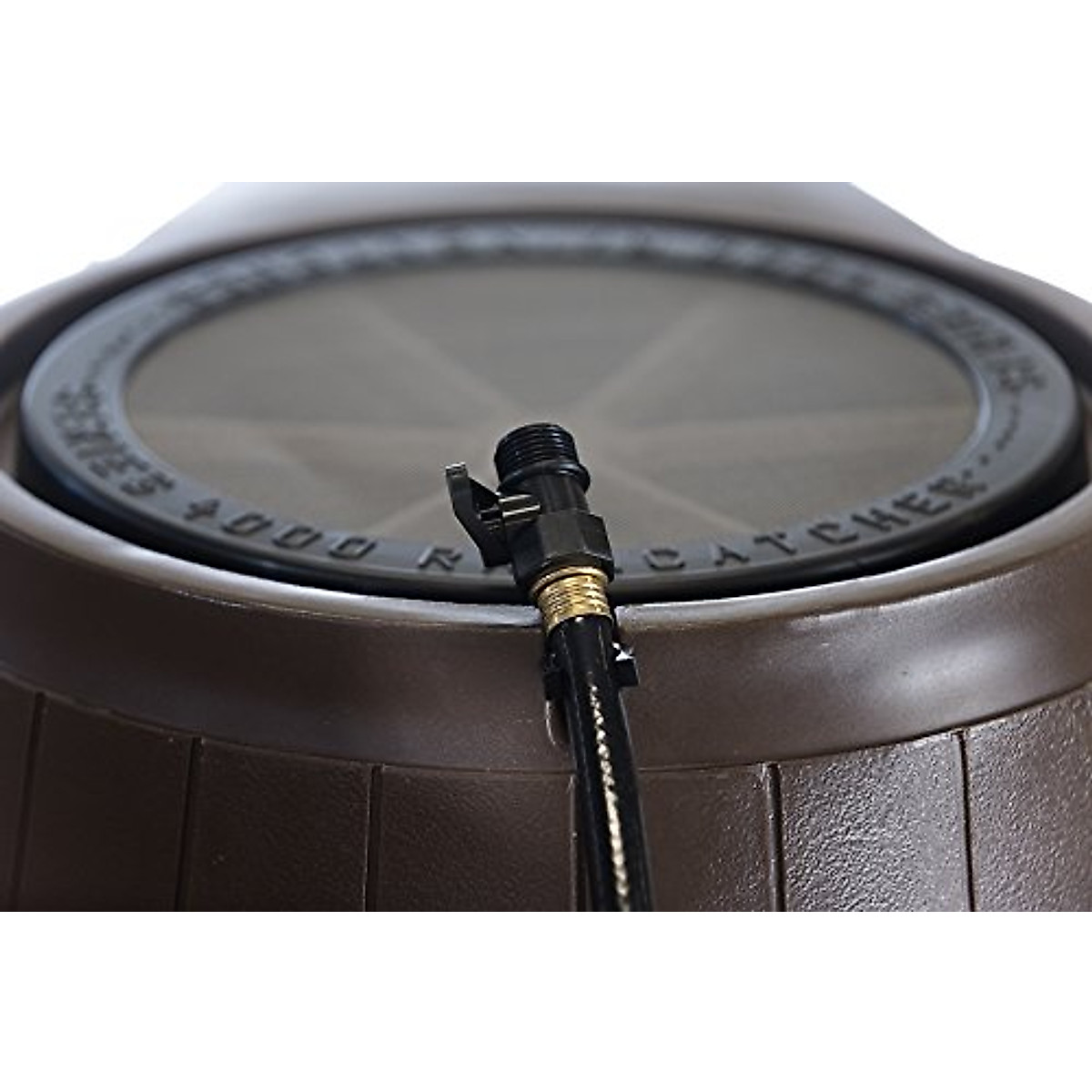 FCMP Outdoor RC4000 50-Gallon Heavy-Duty Outdoor Home Rain Catcher Barrel Water Container with Spigots and Mesh Screen, Brown