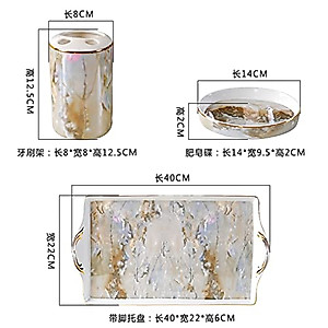 WYKDD Bathroom Toiletries Toilet Brushing Cup Wash Set European Ceramic Bathroom Six-Piece Set