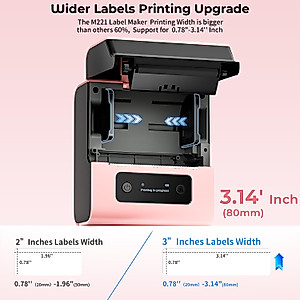 Phomemo Label Maker -3Inch Pink Label Maker, Upgrade Portable Bluetooth Thermal Label Printer for Small Business, Crafts, Clothing, Food Ingredient, Easy to Intall, for Phone&PC, with 3 Roll Paper Set