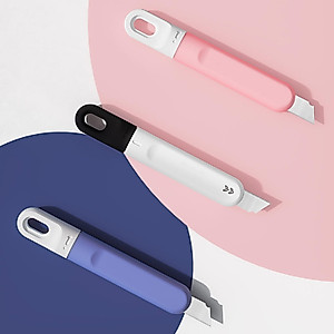 3 PCS Small Box Cutter, Small Utility Knife, Mini Pink Box Cutter for Women Rotate to Retract Box Opener, Retractable Box Cutter, Package Opener, Box Cutters for Home Office Travel and DIY