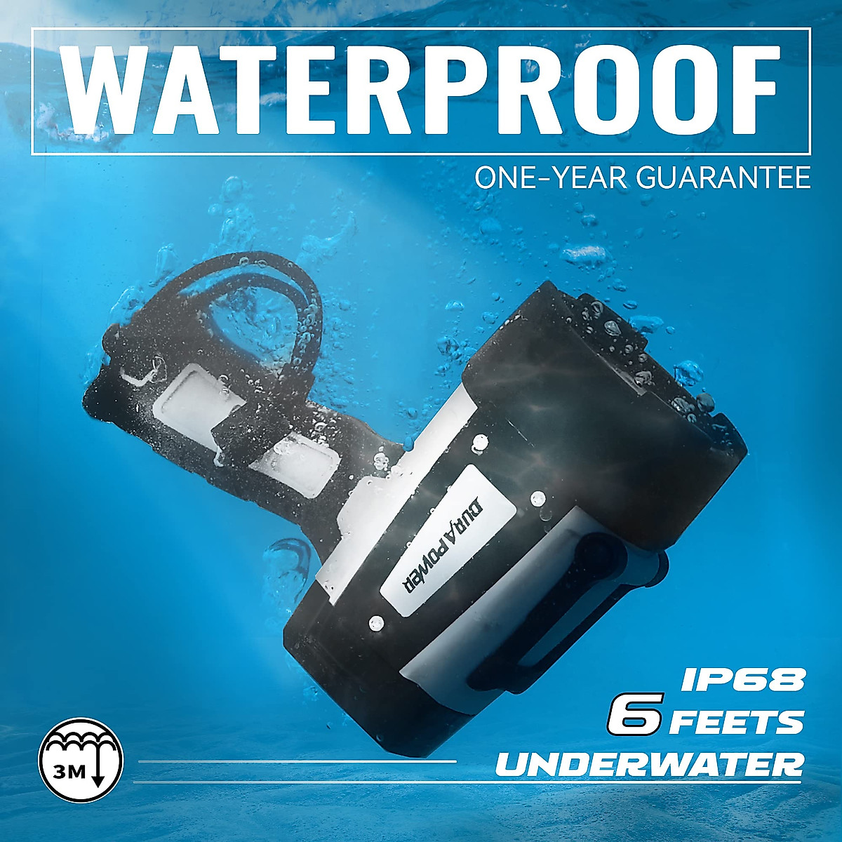 Durapower Rechargeable Spotlight, 200000 Lumen LED Handheld Spotlight, IP68 Waterproof Spotlight Flashlight Portable Marine Boat