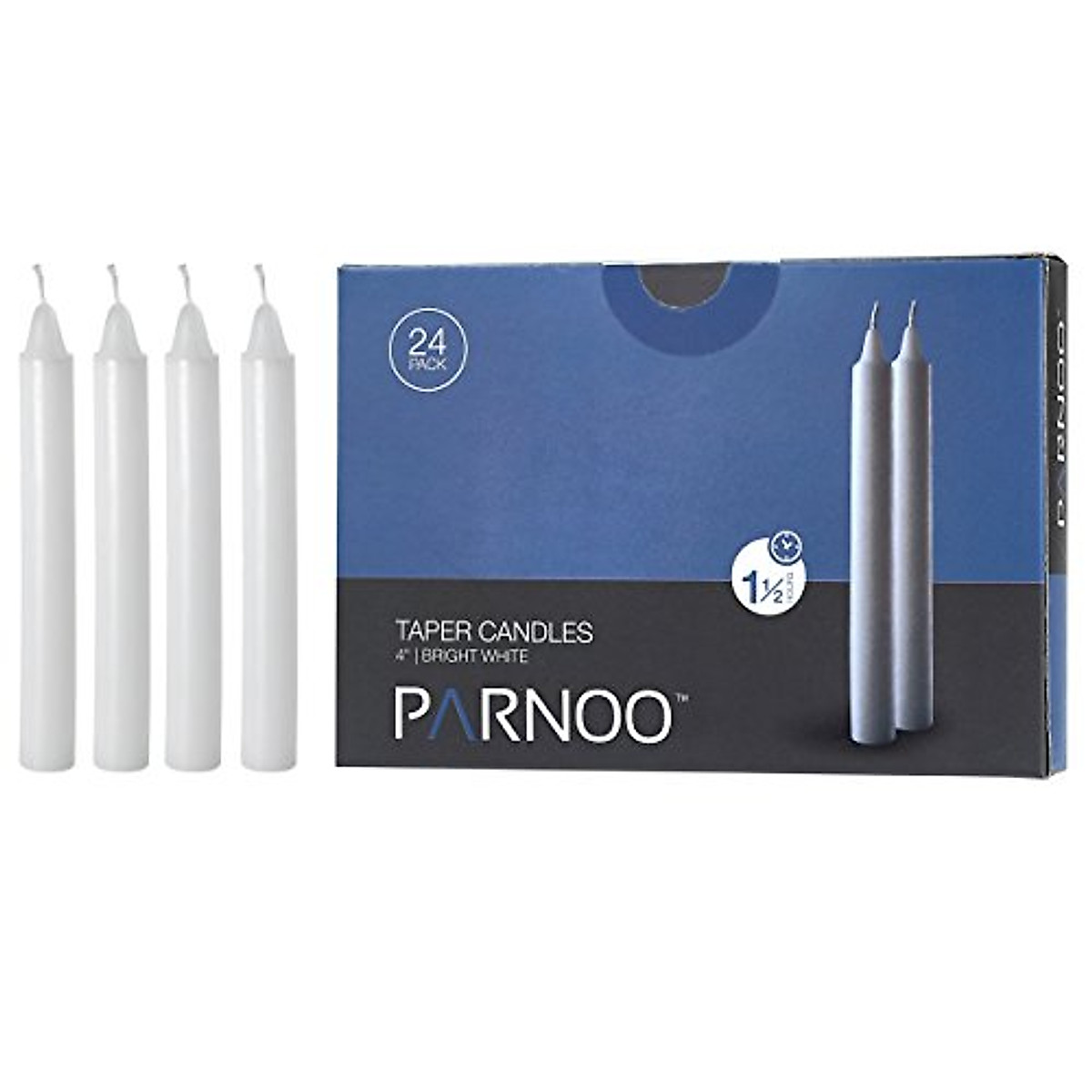 Taper Candles 4 Inch X 1/2 Inch Thick Burn 1.1/2 Hour (White)