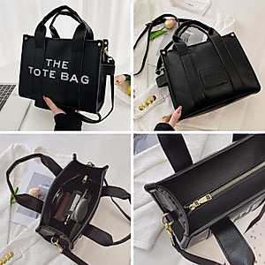 Yaopeing Tote Bag for Women,PU Leather Personalized Trendy Tote Bag,Crossbody Handbags or Handle Bag for Work Travel,Small Black