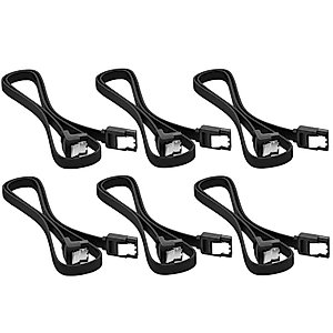 AYECEHI 6 Pack 90 Degree Right Angle SATA III 6.0 Gbps Cable (SATA 3 Cable) with Locking Latch Black - 12 Inches for SATA HDD, SSD, CD Driver, CD Writer