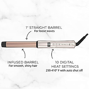 REMINGTON Shine Therapy Argan Oil & Keratin Infused 1 Inch Straight Barrel Curling Wand for Loose Waves, Includes Heat Glove