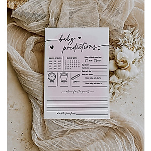 Your Main Event Prints 50 Baby Predictions Cards - Minimalist - Baby Shower Game, New Mom & Dad Card, New Parent Message Advice Book, Fun Party (Pink)