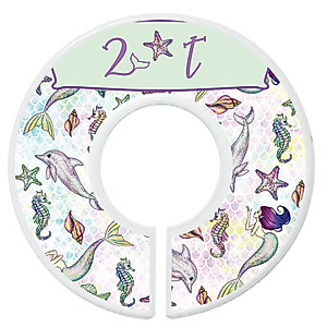 Mumsy Goose Nursery Closet Dividers Closet Organizers Baby Girl Clothes Dividers Mermaid (Sizes 2T - 7 (6 Rings))