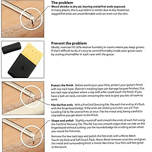 StewMac Fret End Dressing File - Professional Luthier Guitar Repair Tool - Fix Sharp Fret Ends & Fret Sprout - For Rounding, Shaping, and Deburring - Works on All Frets! (1175)