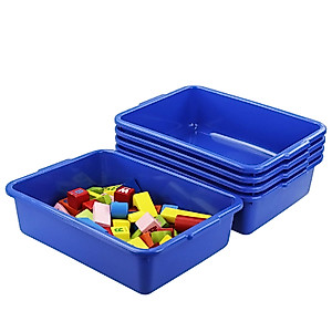 Obstnny 8 L Small Commercial Bus Box, Plastic Wash Tub Basin, 5 Packs, Navy Blue