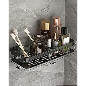 SPNDOB Shower Caddy, Adhesive Shower Shelves with Hooks No Drilling Rustproof & Waterproof Wall Mounted Bathroom Shower Organizer,Black.[2 Pack]