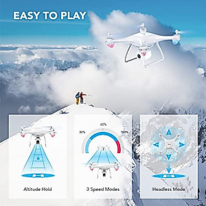 Potensic Upgraded P5 Drone with 2.7K Camera for Adults and Beginners, FPV Quadcopter Helicopter with Gravity Sensor, Trajectory Flight and 3D Flip, Altitude Hold, Headless Mode, 40 Mins Flight Time