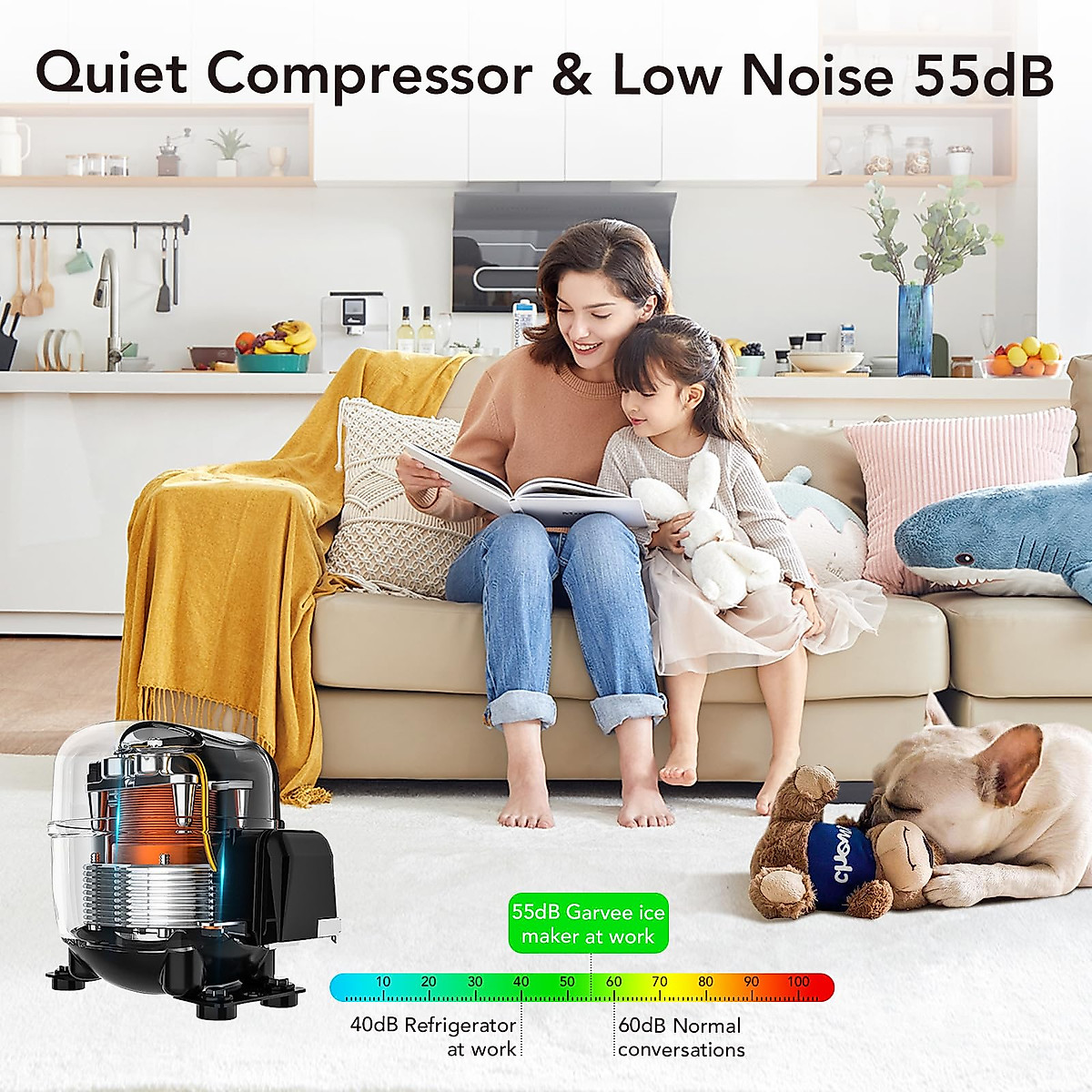 Commercial Ice Maker Machine 90lbs/24H, Stainless Steel Under Counter ice Machine with 30lbs Ice Storage Capacity, Freestanding Ice Maker(4 * 8 Ice Cube)