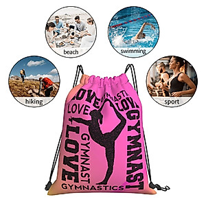 PSYU Love Gymnastics Drawstring Backpack Fashion Travel Bag Sports Athletic Gym Suitable For Mens Womens