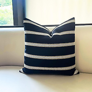 Slow Cow Decorative Stripe Throw Pillow Cover Modern Country Design Cushion Cover Pillow Cover 18 x18 Inches Black Mixed Off White