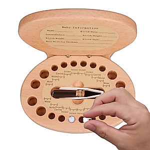 AhfuLife Baby Tooth Keepsake Fairy Box Holder with Lanugo Bottle, Wooden Rabbit Shape Keepsake Box for First Lost Teeth, Cute Tooth Storage Holder, Baby Shower Gifts for Newborn, Boy & Girl