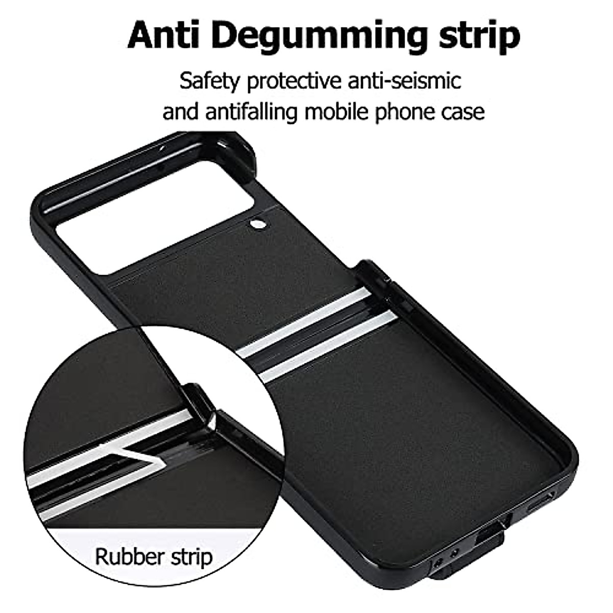 Fivean Suitable for Oppo findn2flip Foldable flip Card, Wrist Strap Phone case Black