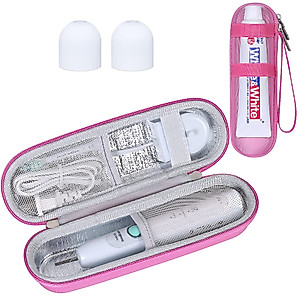 khanka Hard Electric Toothbrush Travel Case with 2 Pack Toothpaste Cap, Compatible with Philips Sonicare ProtectiveClean 4100 5100 5300 6100 6500, Holds Oral-B Pro 1000 3000 5000 6000 (Pink)