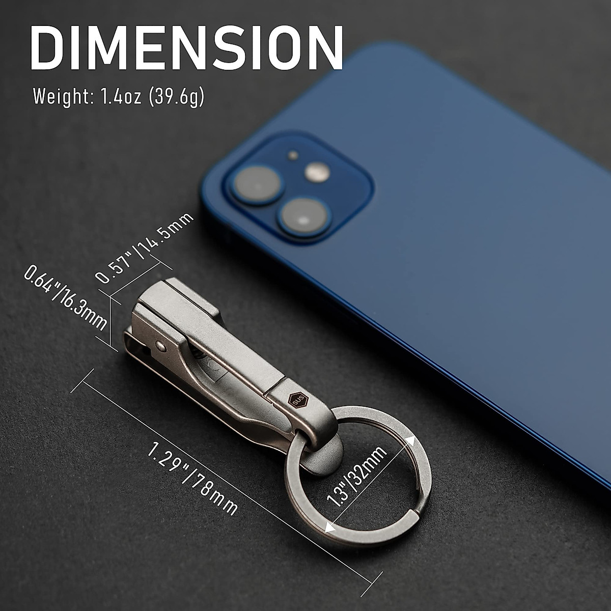 KeyUnity EDC Belt Keychain Clip Quick Release, Stainless Steel Duty Belt Key Ring Holder for Pants, Jeans, Trousers (Silver)