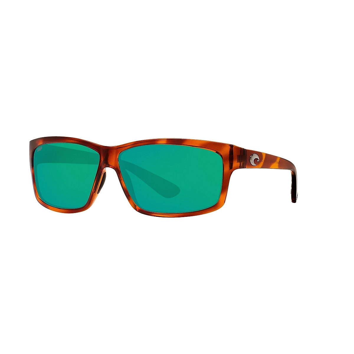 Costa Del Mar Mens Cut Rectangular Sunglasses, Honey Tortoise/Copper Green Mirrored Polarized-580P, 60 mm