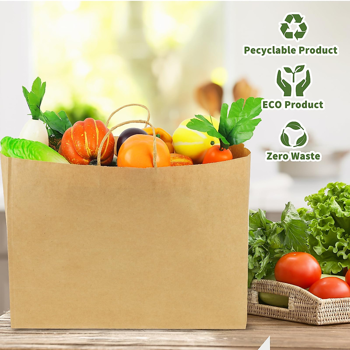 Moretoes 110pcs 16x6x12 Inches Paper Bags with Handles Bulk Large Gift Bags with Handles Brown Paper Bags for Grocery, Merchandise, Gifts