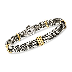 Ross-Simons Italian Sterling Silver and 18kt Bonded Gold Woven Bracelet. 8.5 inches