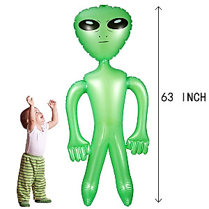 63 Inch Giant Inflatable Alien Blow Up Alien Green Alien Inflate Toy for Party Decorations, Birthday, Alien Theme Party Decoration (Green)