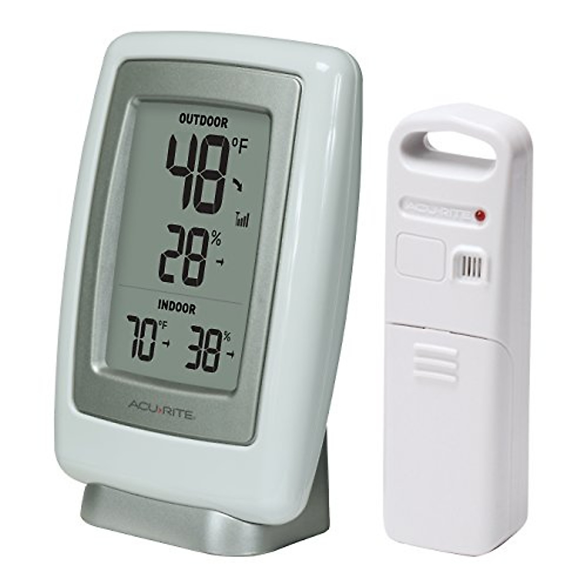 AcuRite 00611 Indoor Outdoor Thermometer with Wireless Temperature Sensor & Hygrometer White Small