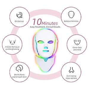 RtLvio Led Face Mask Light Therapy, 7 Colors LED Light Therapy Mask for Facial Skin Care, Colorful LED Beauty Mask, Led Mask Therapy Facial