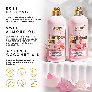 WOW Skin Science Himalayan Rose Hair Shampoo & Conditioner for Dry Damaged Hair - Hydrating Hair Repair (Set 16.9 Fl Oz (Pack of 2))