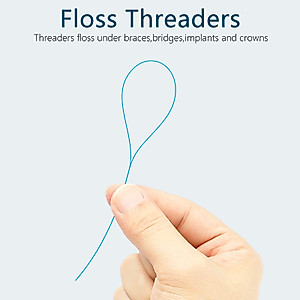 Floss Threaders, Deep Clean Dental Floss Threader for Braces, Bridges, and Implants 200PCS(4Pack),Blue