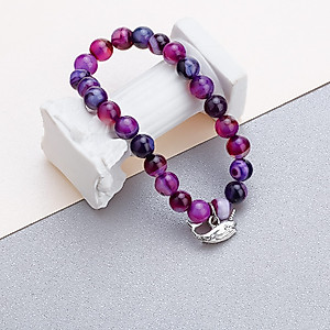 ARHTF Narwhal Bracelet Narwhal Unicorn of The Sea Aquamarine Beads Narwhal Jewelry for Women Daughter Girlfriend Narwhal Lovers Gift (purple narwhal)